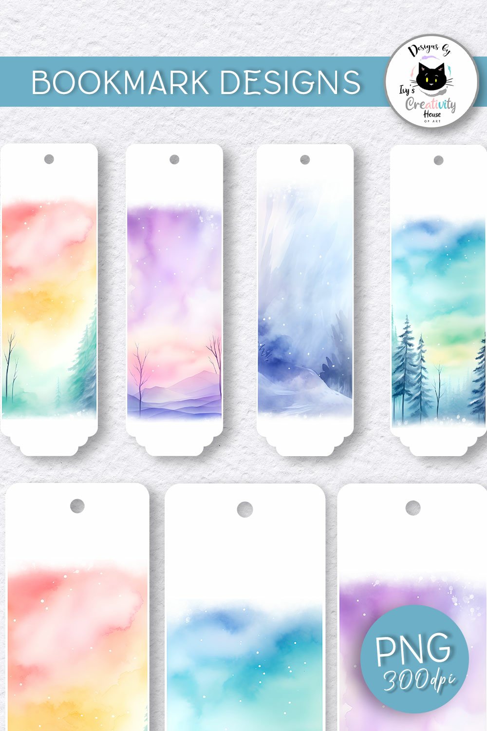 Watercolor Winter Bookmark Sublimation | Nature Bookmarks