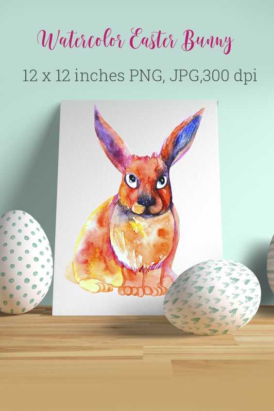 Easter Bunny. Watercolor Bunny. Easter Watercolor.