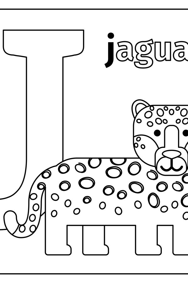 Jaguar, letter J coloring page