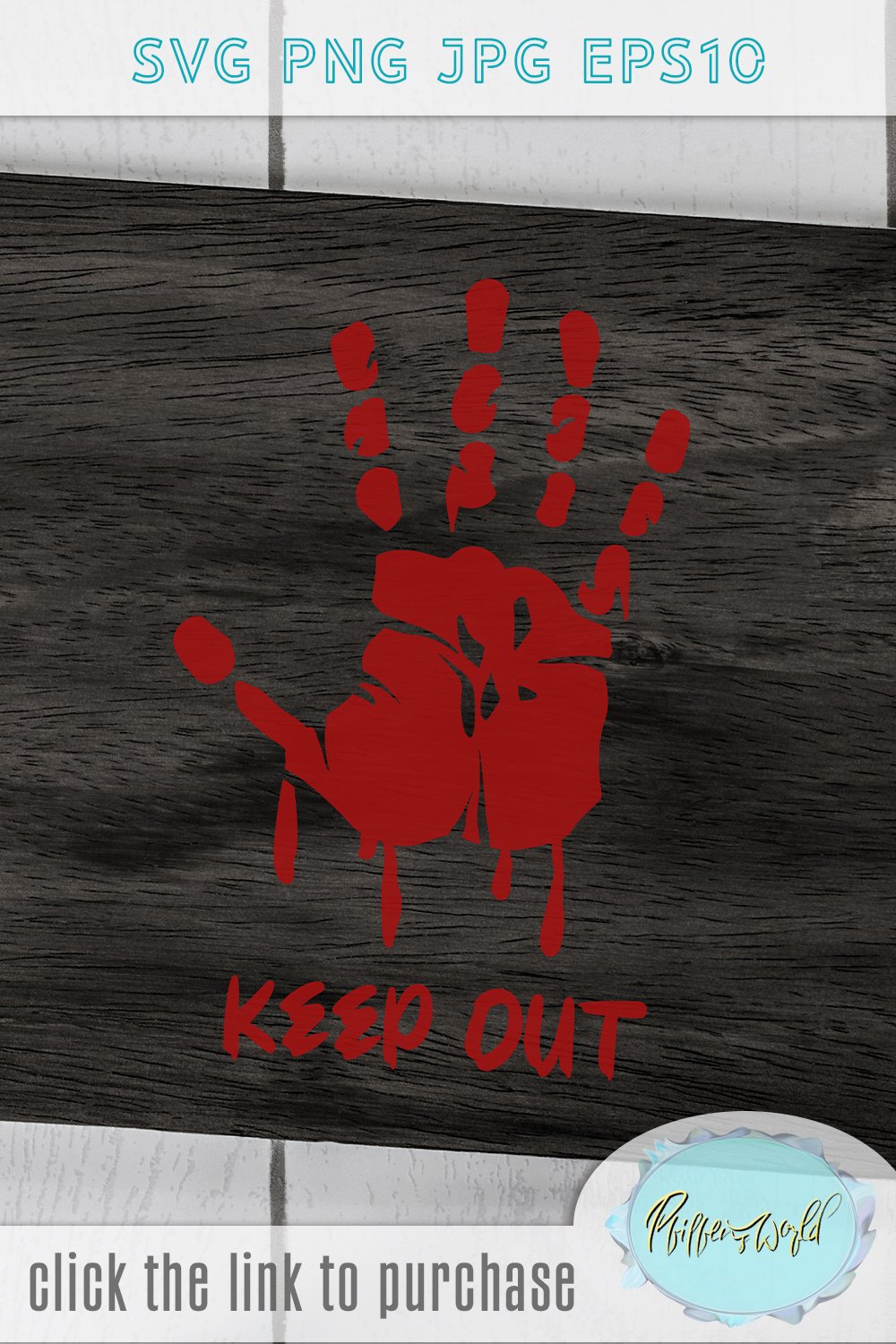 Keep Out Quote | Halloween Door Sign with Bloody Hand
