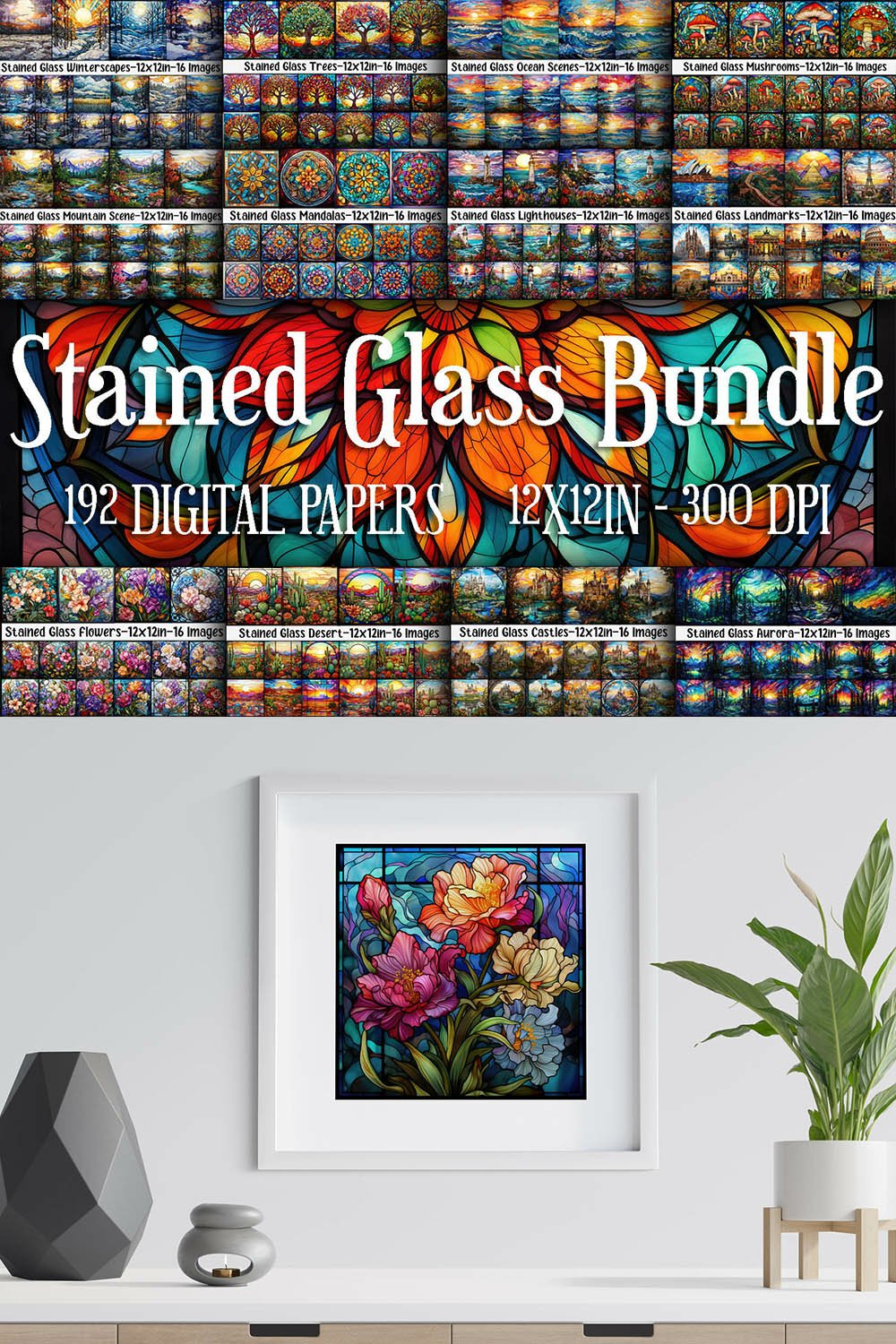 Stained Glass Digital Paper Bundle