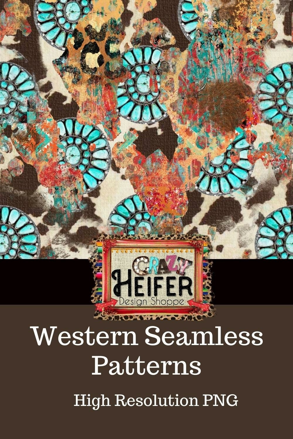 Seamless Western Pattern Cowhide Turquoise Cheetah (1837964)