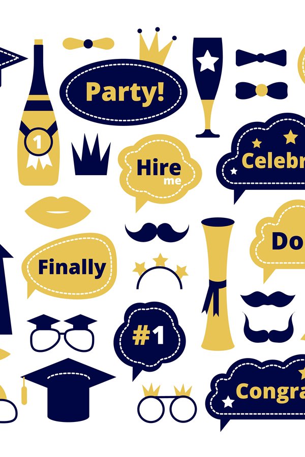 Graduation photo booth. School party props. Graduate funny s