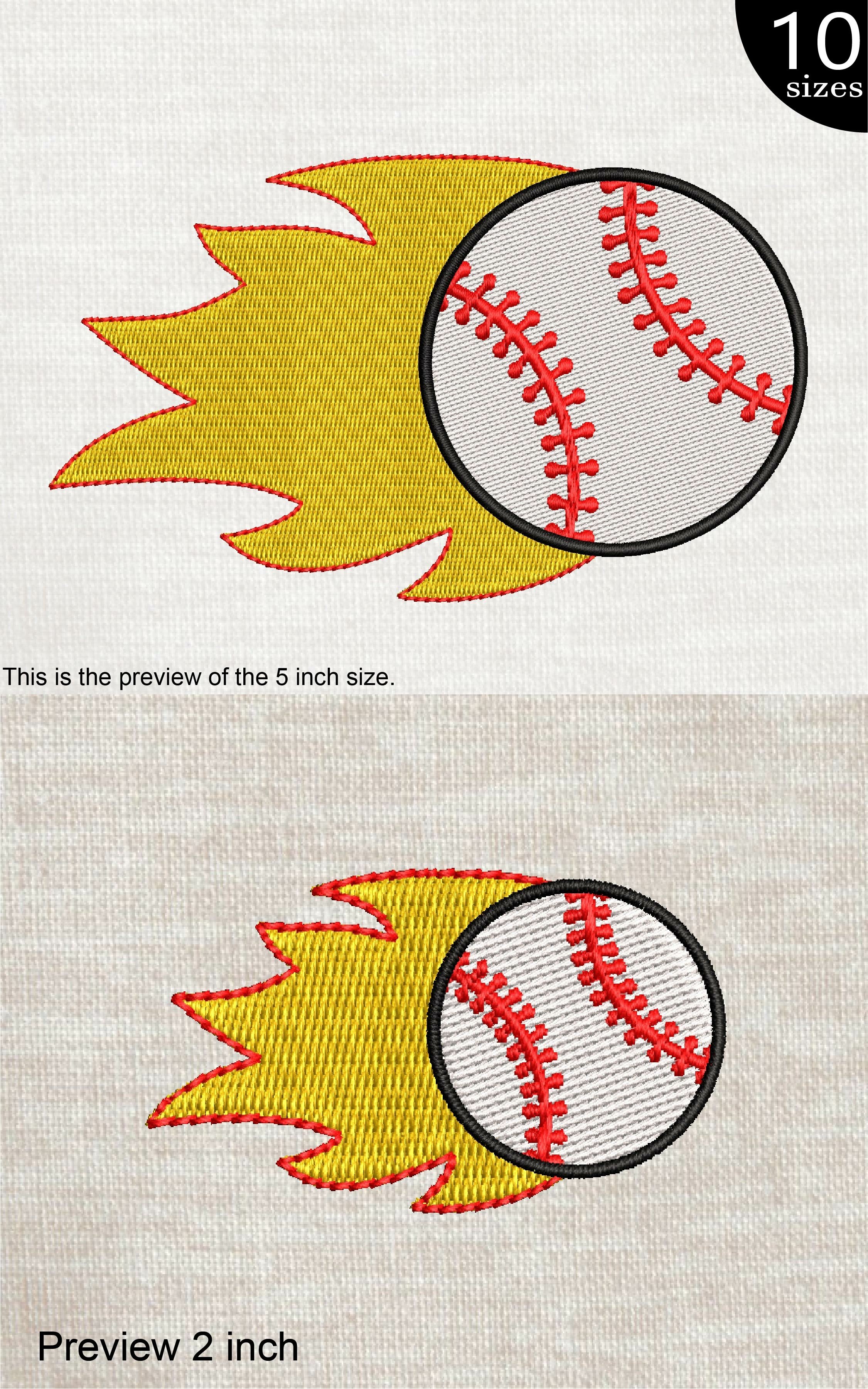 Baseball Fireball - Embroidery Files - 27e