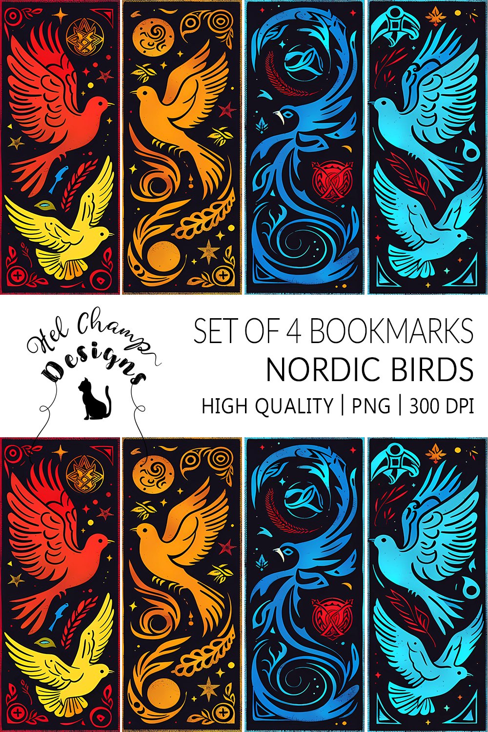 Bookmarks nordic art birds and princesses sublimation