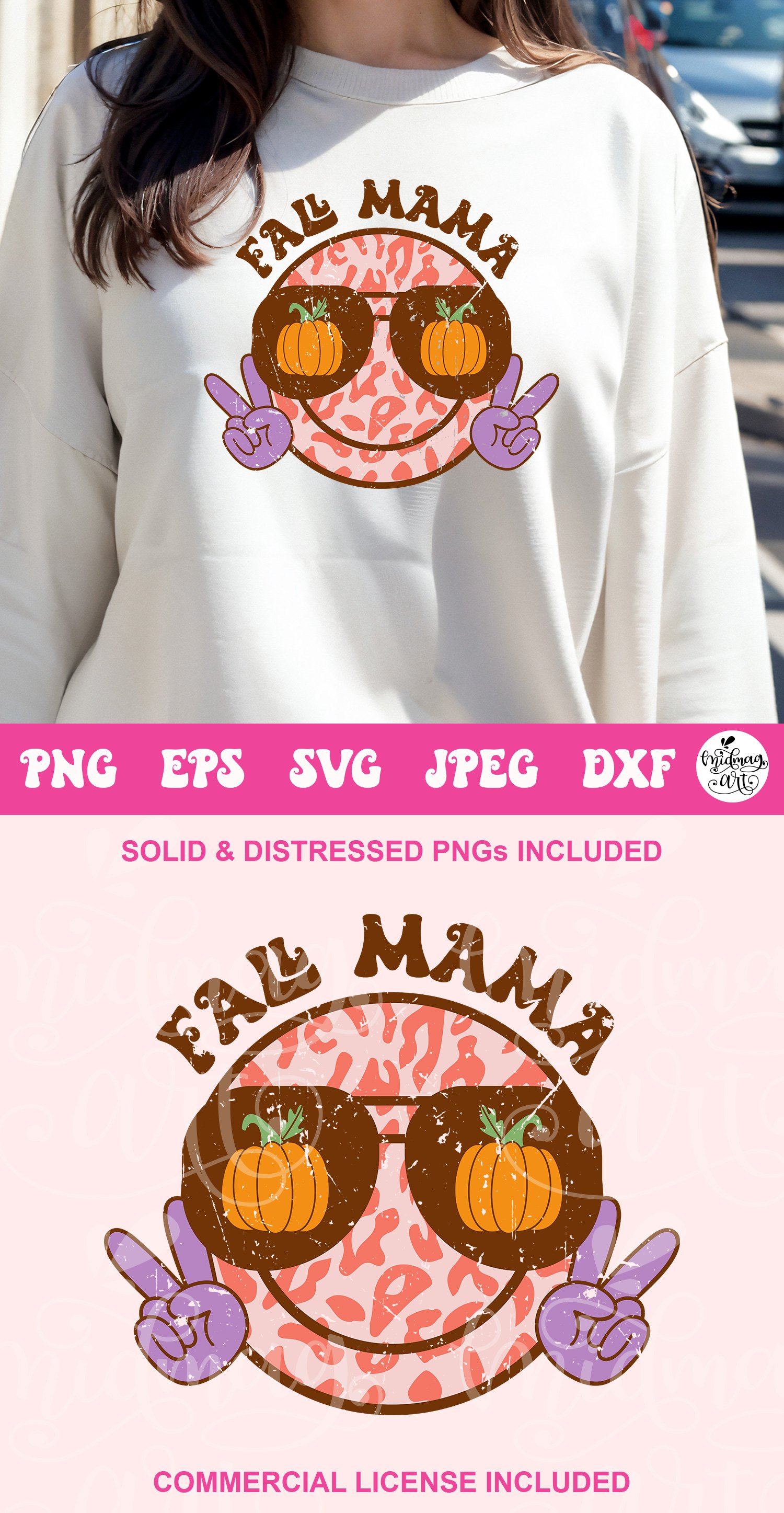 Fall mama smile face SVG, Retro Fall sublimation