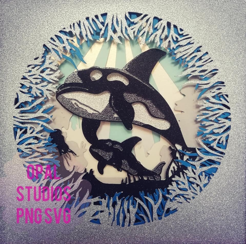 Killer Whale ORCA deep sea nature 3d layered shadowbox light