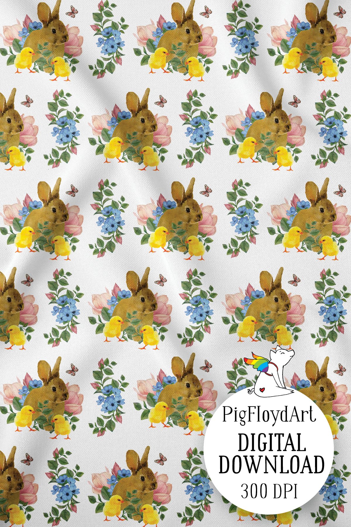 Easter Seamless Pattern, Bunny Digital Paper