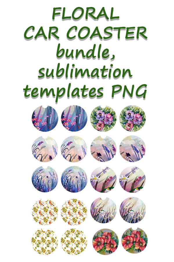 Car Coaster Floral Sublimation Template Bundle