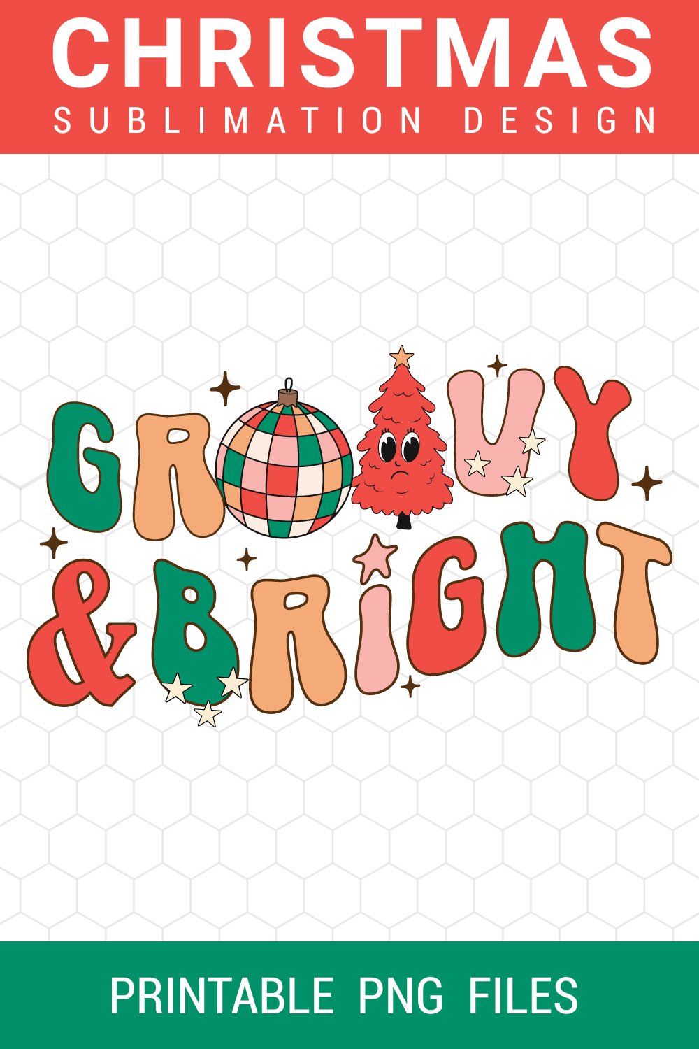 Retro Groovy Christmas Sublimation, Christmas PNG Ornaments