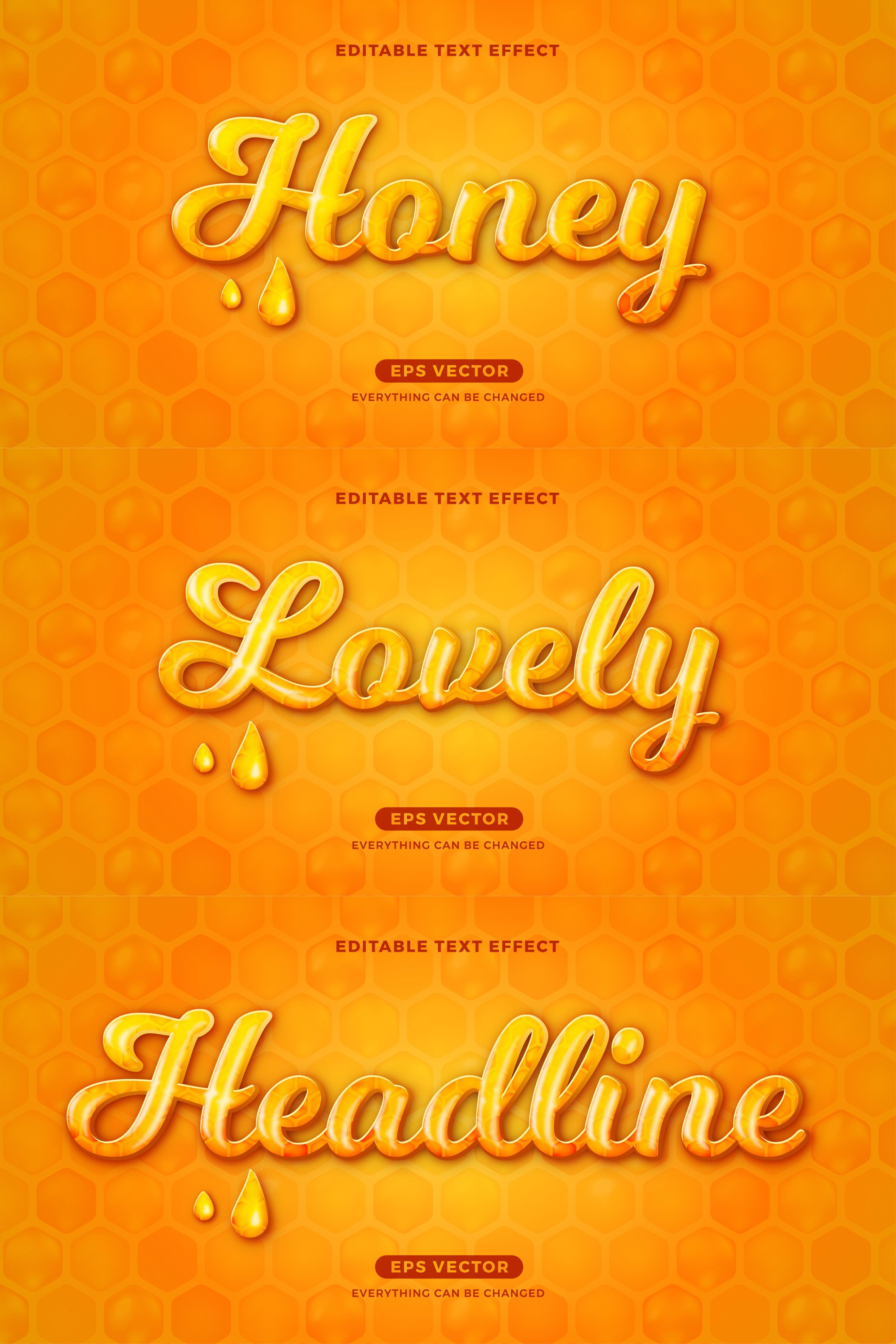 Honey editable text effect vector template