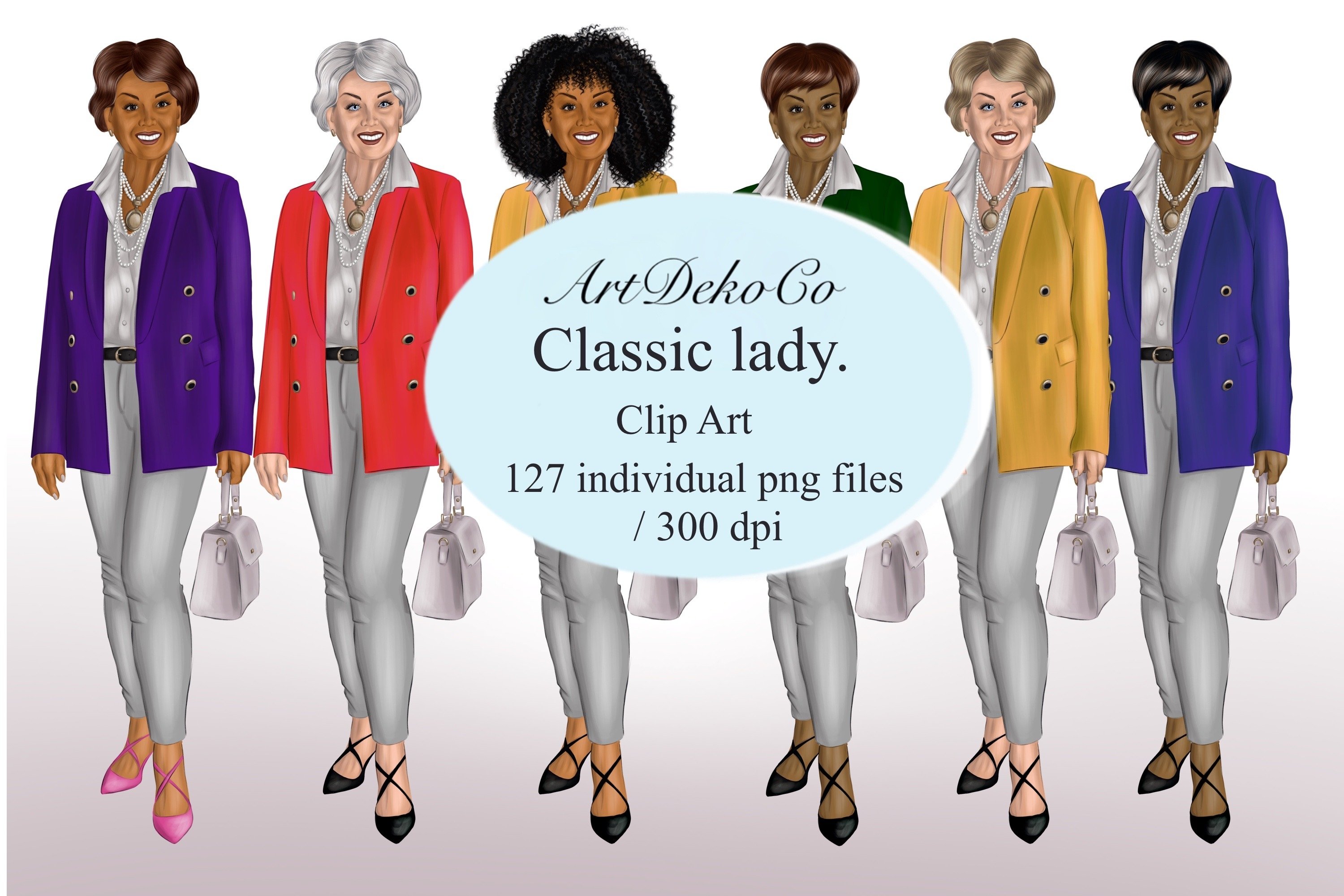Fashion lady clipart, Mature lady clipart,