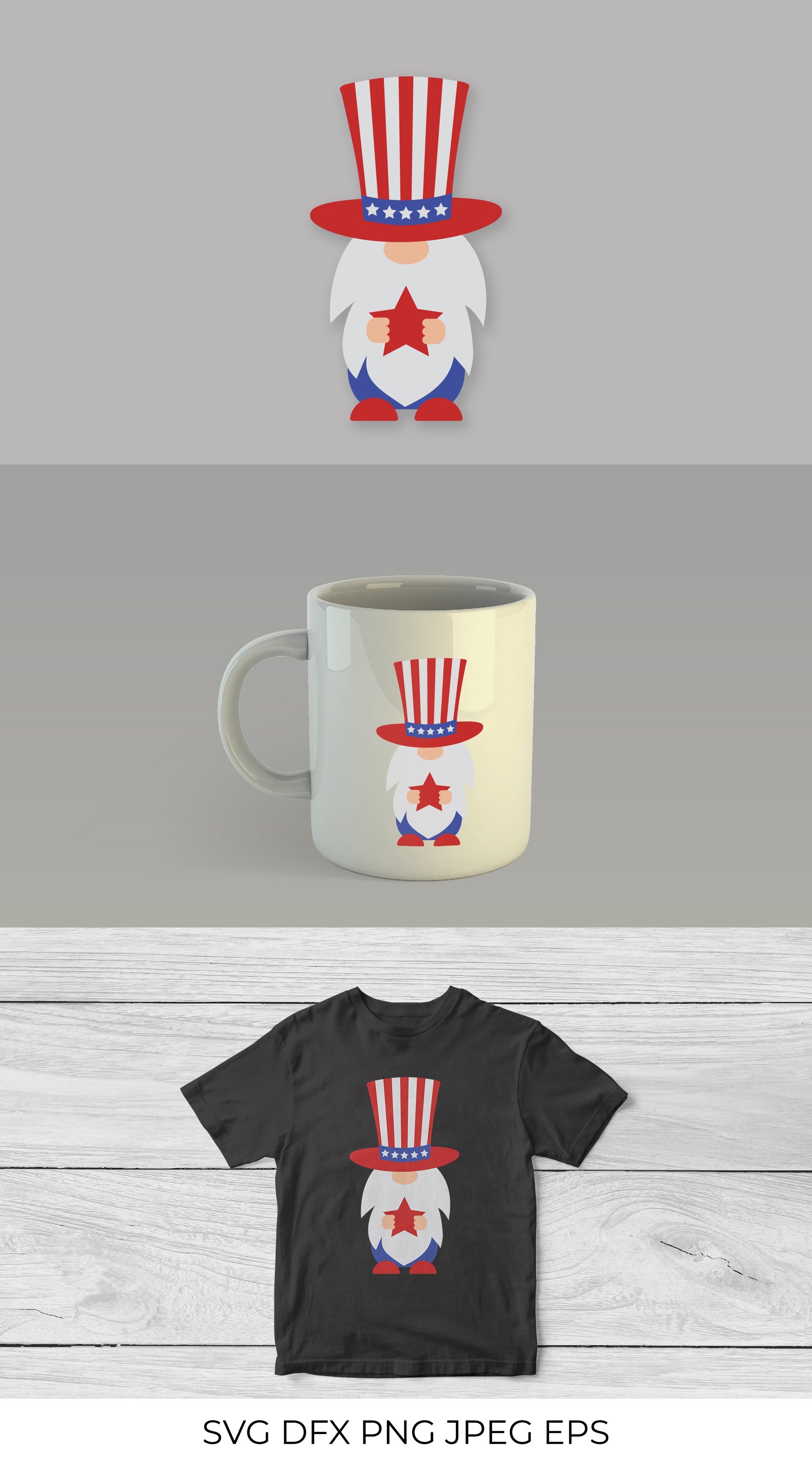 Independence Day gnome SVG. American patriotic gnome SVG.