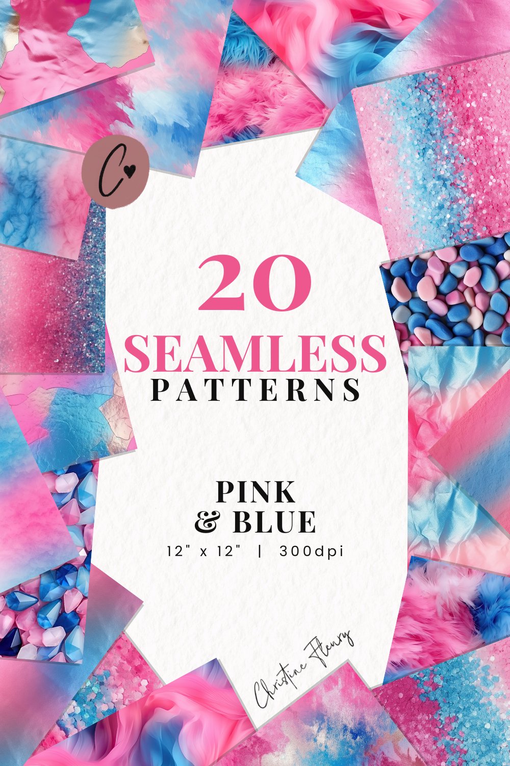 Seamless Pink and Blue Digital Paper