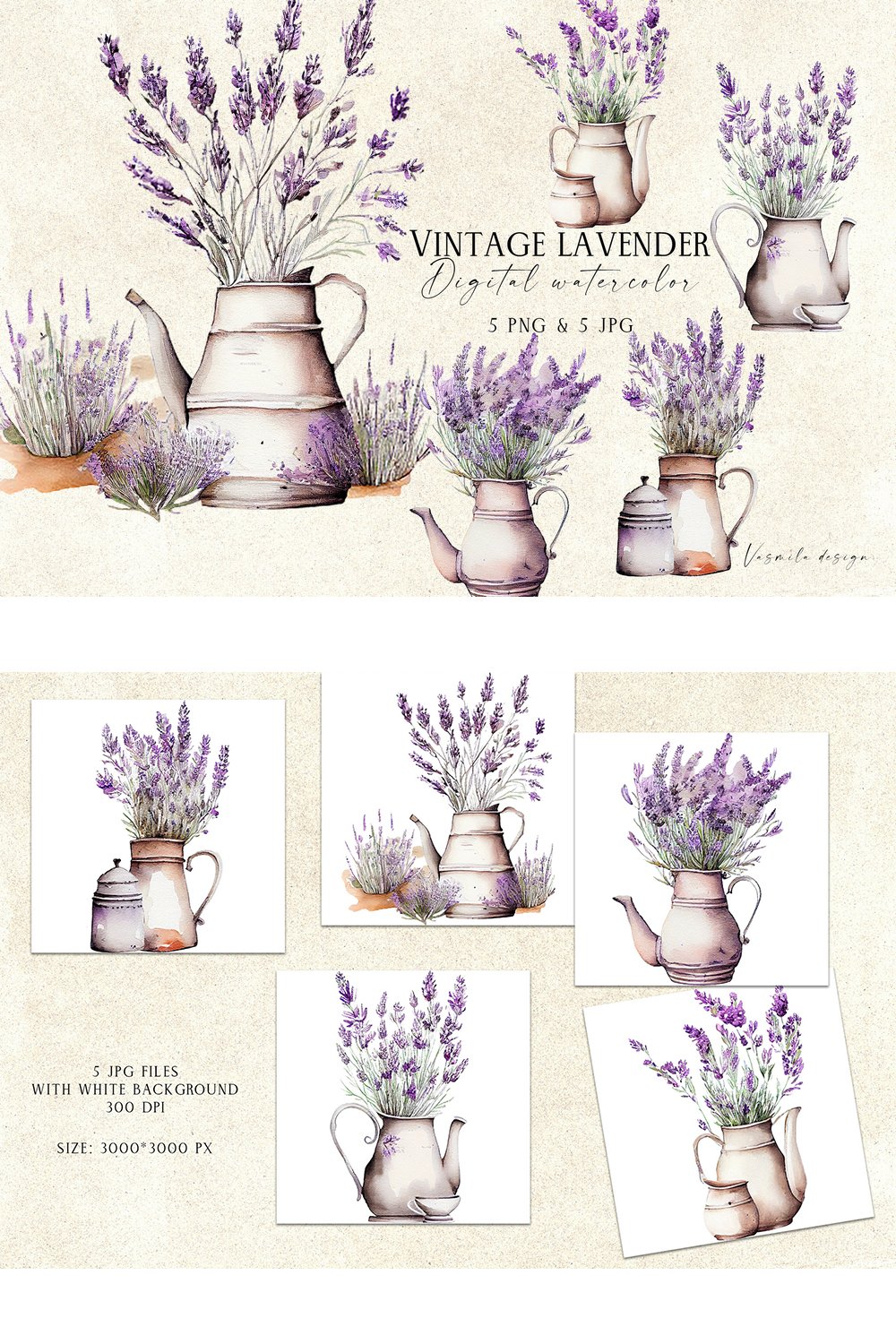 Lavender watercolor clipart (2404740)
