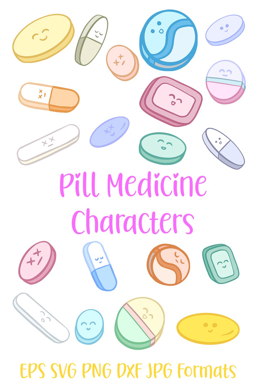 Medicine Pill Kawaii Icon Illustration SVG Logo Design