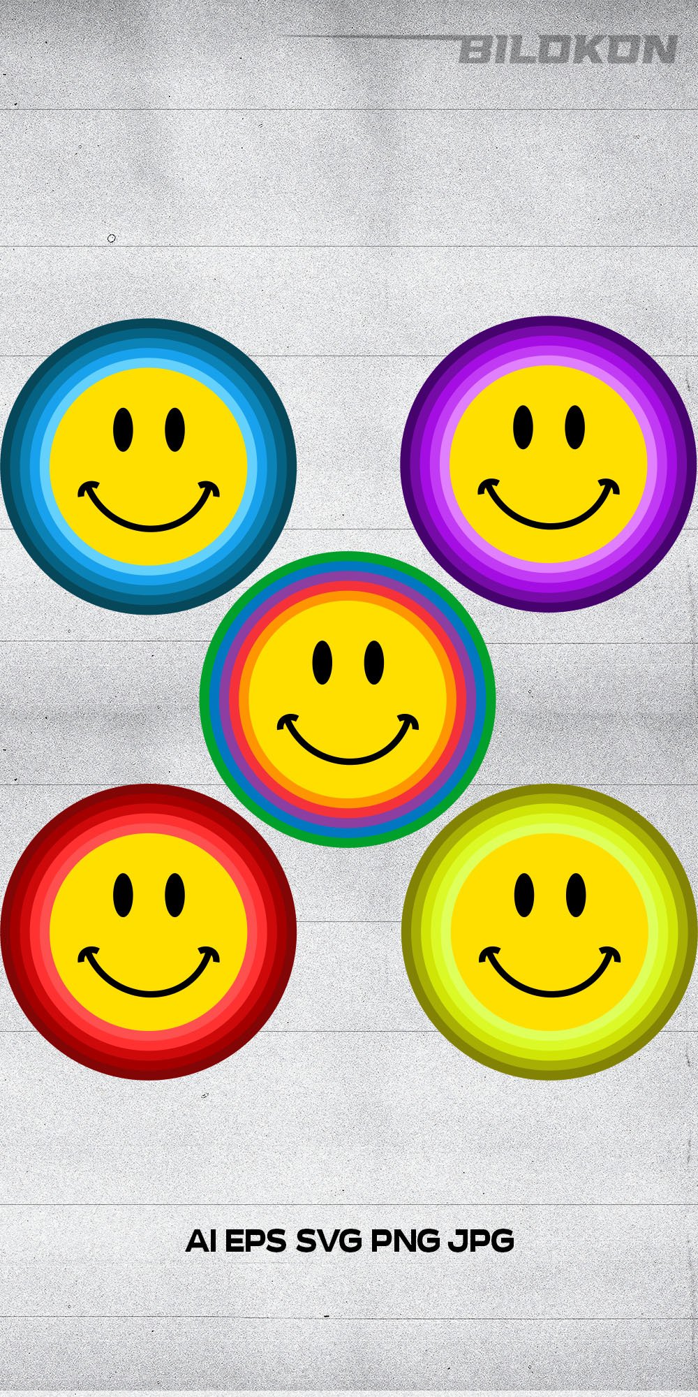 Smile rainbow set icon,SVG Vector Illustration