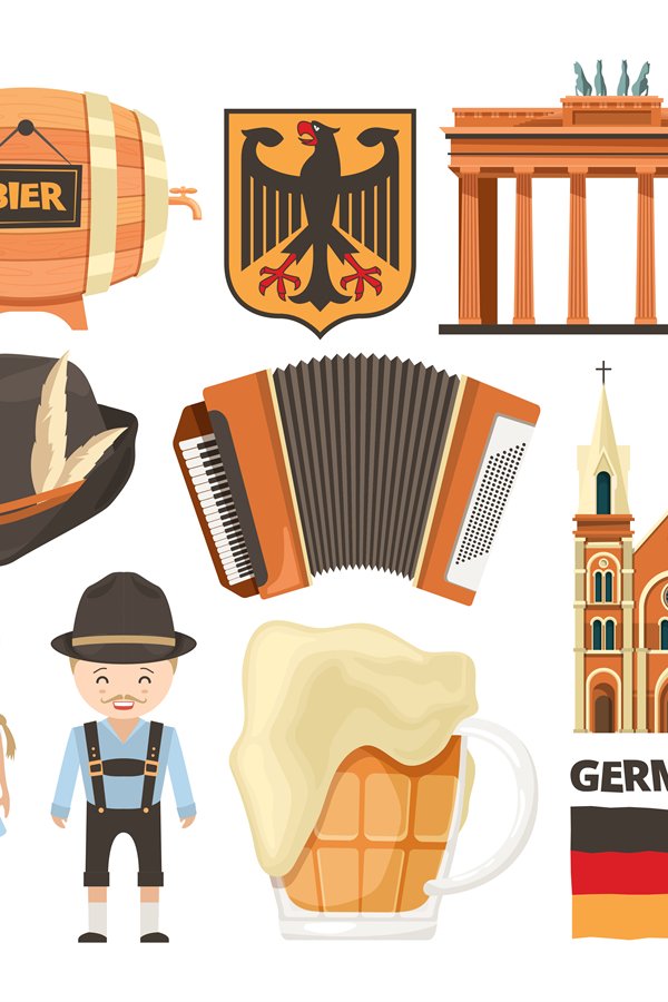 Illustrations of Germany landmarks and cultural objects