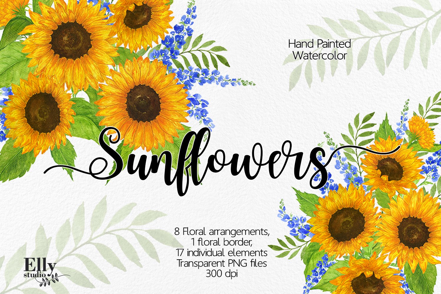Sunflowers Watercolour Clip Art, Summer Flower Clipart