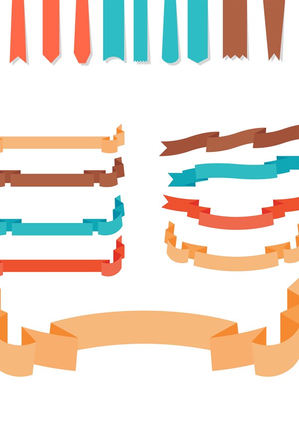 Flat style ribbons set