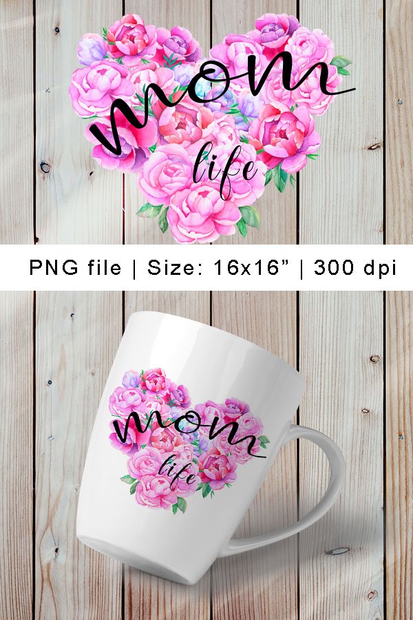 mom floral heart, mom life floral sublimation, mothers day