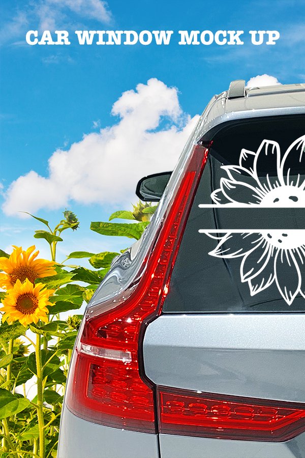 Car window mock up. Auto mockup vinyl decal sticker