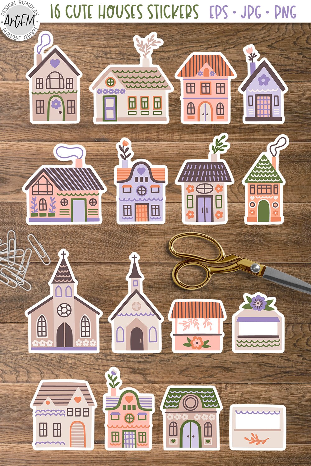 Cute Houses Sticker Bundle| Printable Stickers For Kids
