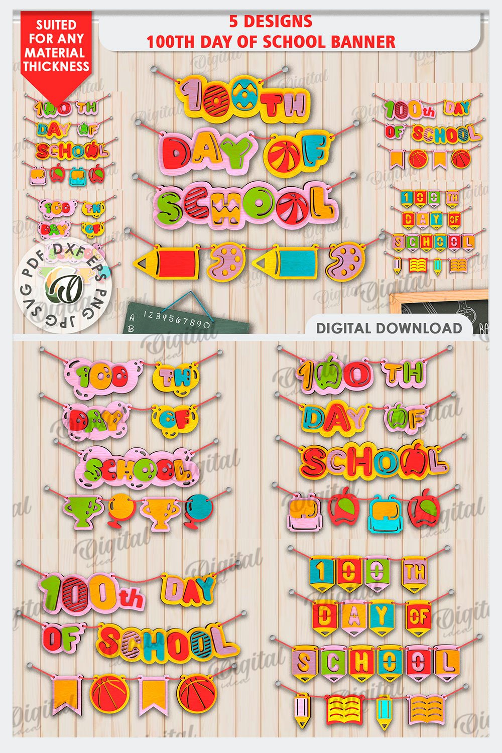 100th Days of School Banners Laser Cut Bundle. School Signs