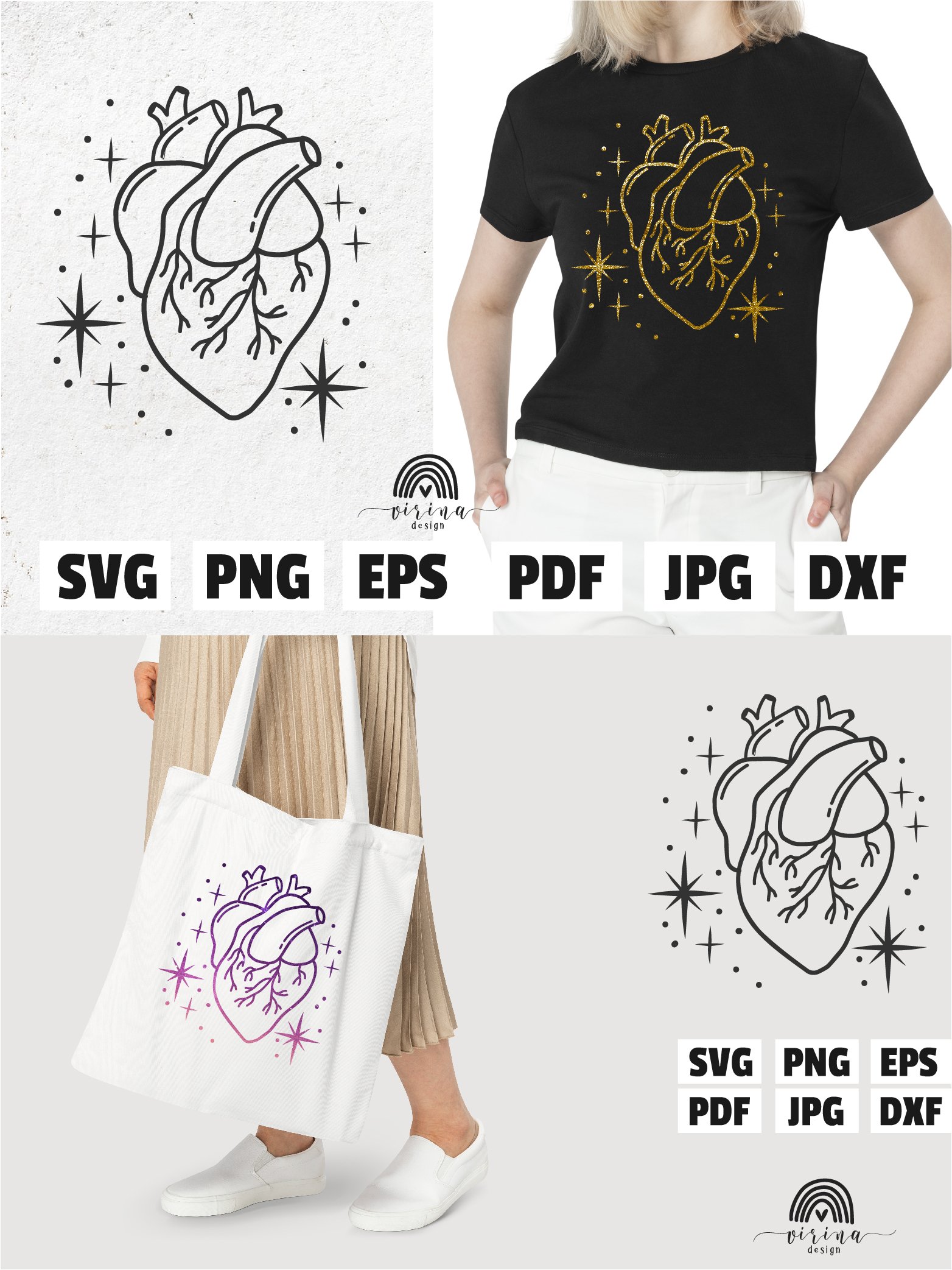 Celestial heart svg cut file / boho svg