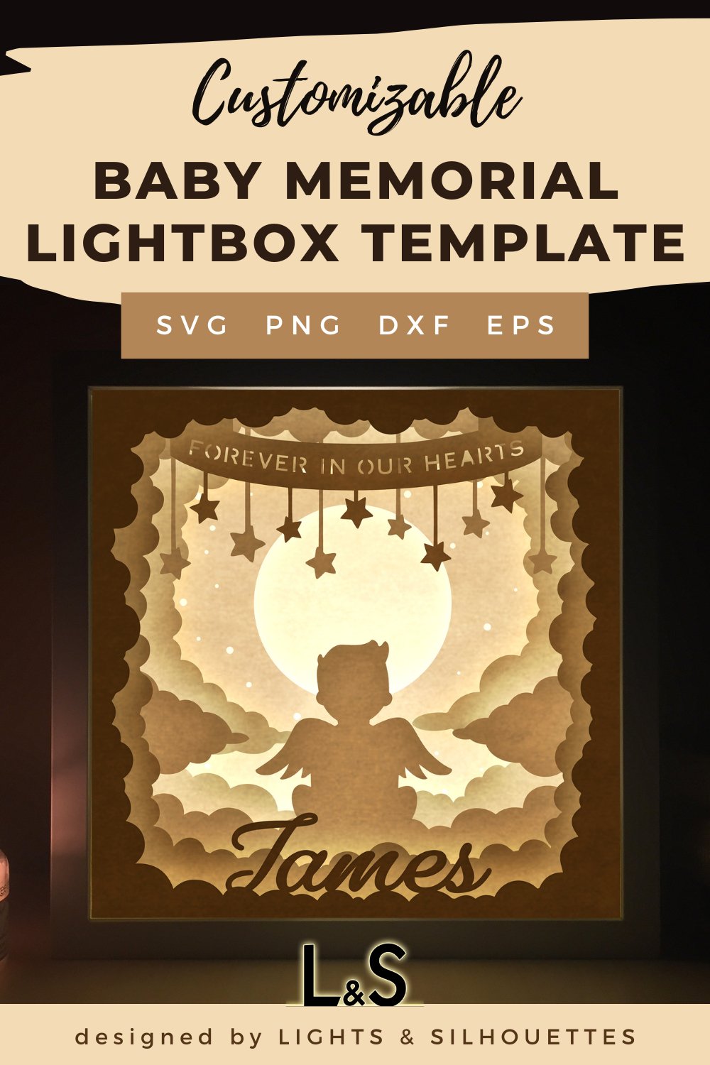 Customizable Kid Boy Memorial Shadow Box Svg