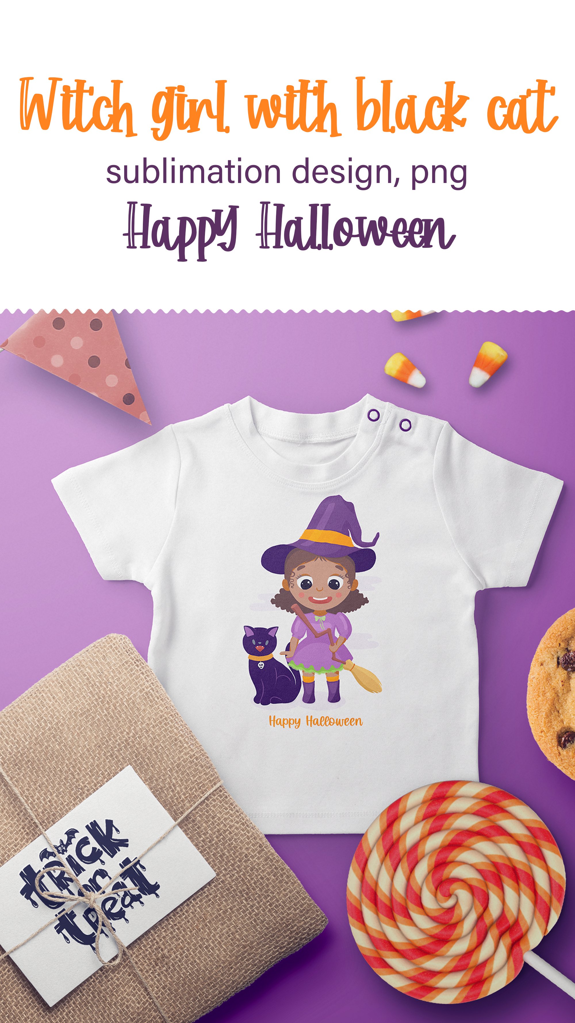 Cute witch Black girl Happy Halloween sublimation (2120628)