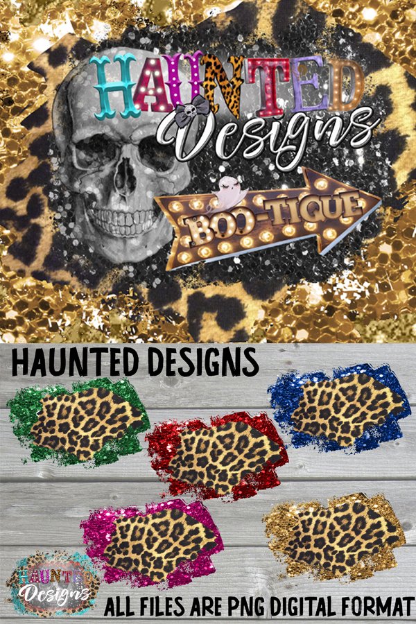 Glitter Cheetah Splat Background Bundle Sublimation Clip Art