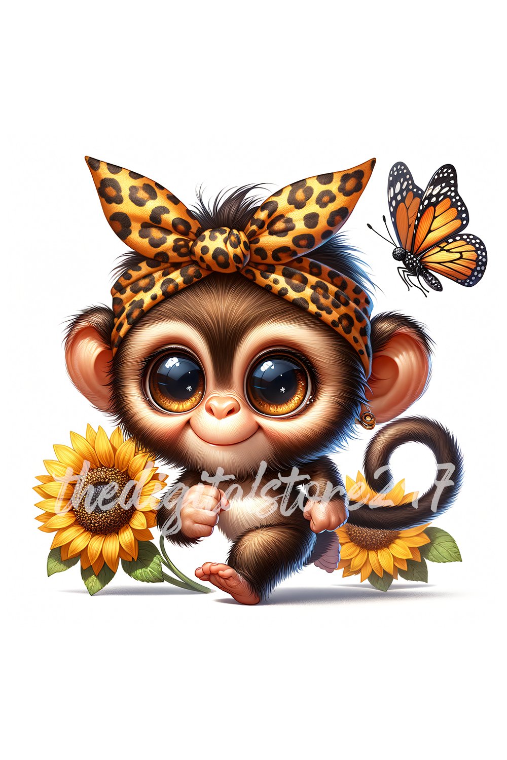 Cute Monkey with Sunflowers JPG File (3551600)
