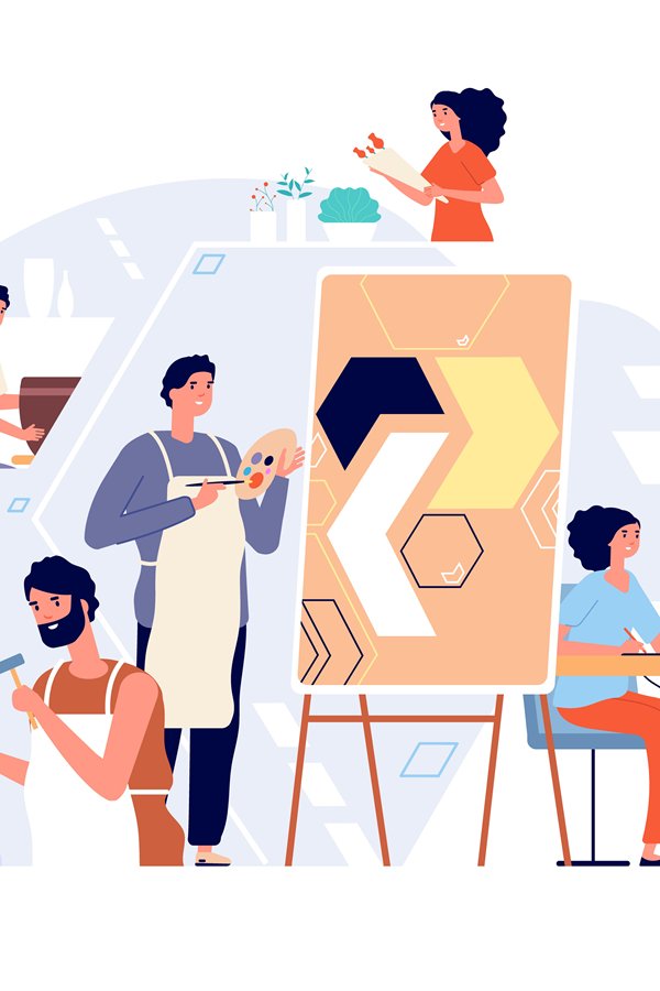 Sculptors and artists. Creative art people creating artwork