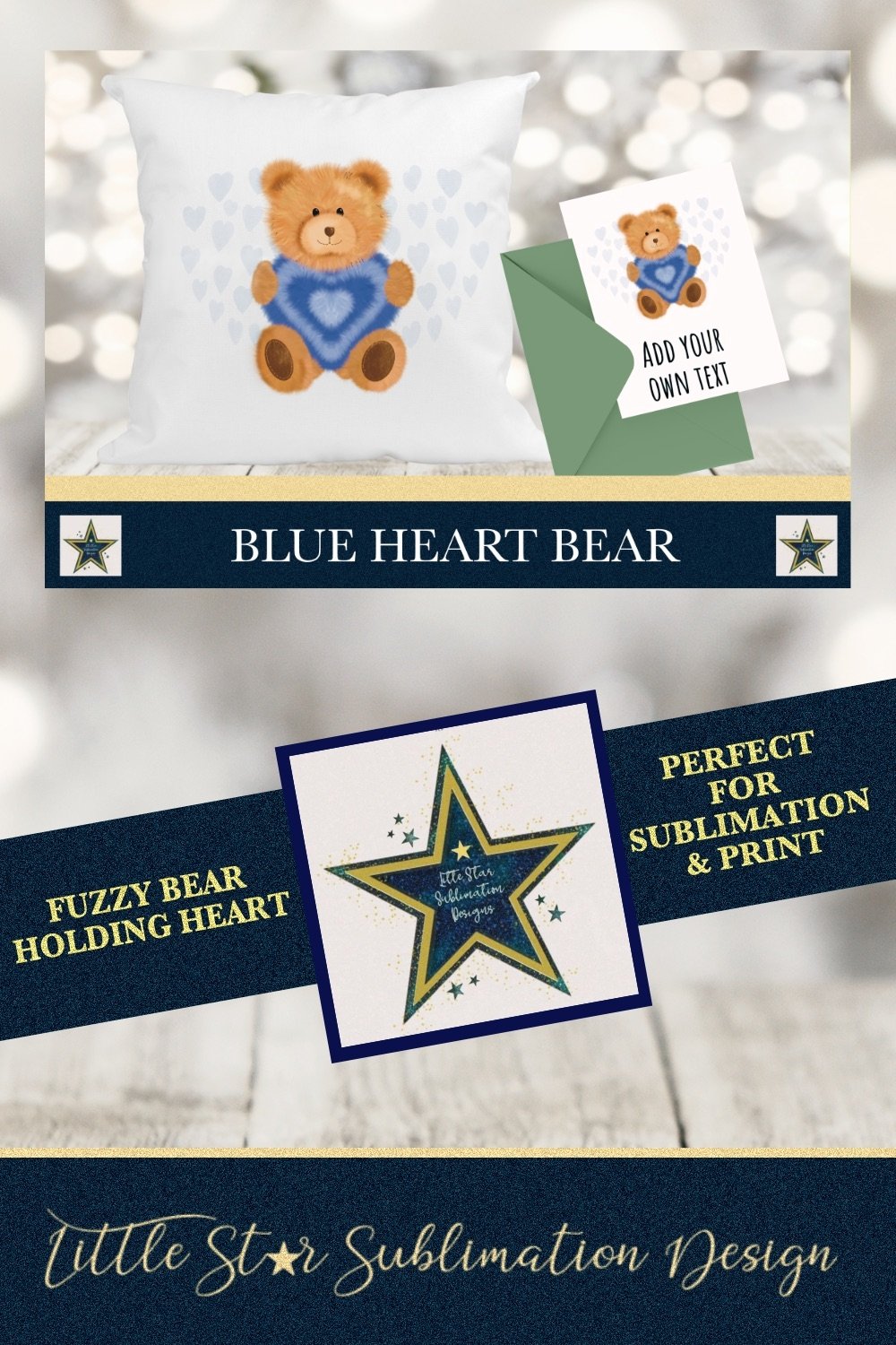 Teddy Bear Holding Blue Heart