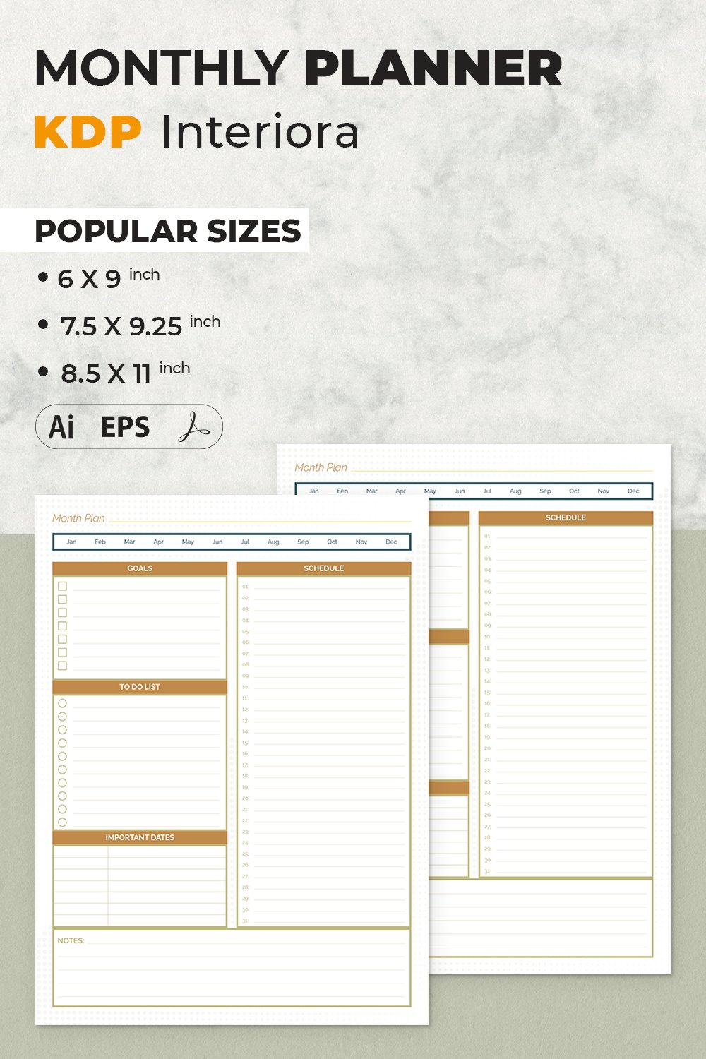 Monthly Planner | KDP Interior Template (2139489)