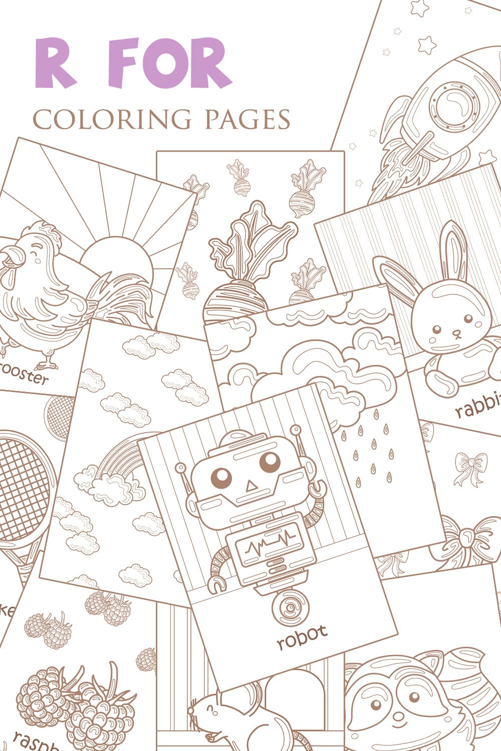 Alphabet R For Vocabulary Reading Lesson Kids Coloring Set