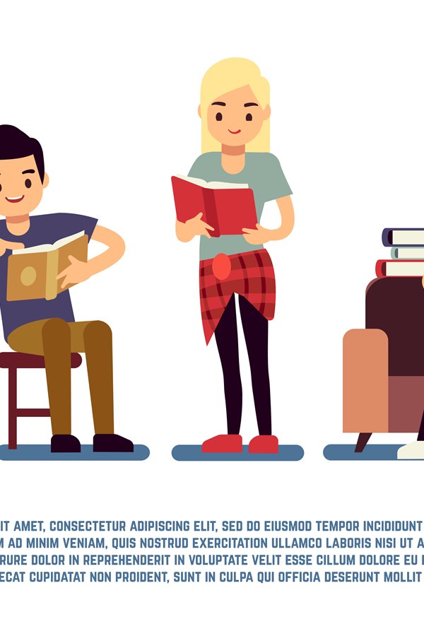 Teenagers and students with books isolated on white - young