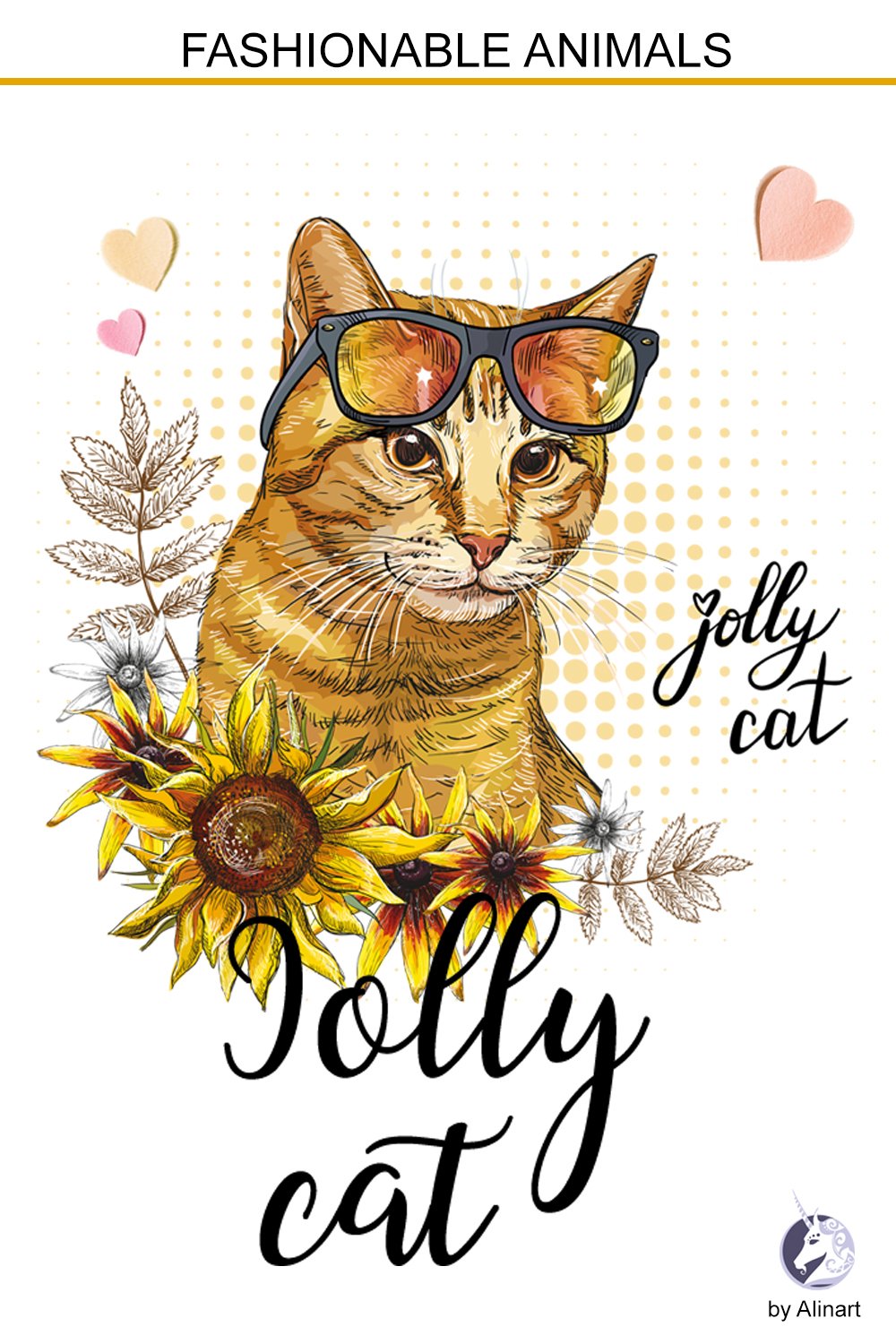 Cool jolly cat in sunflowers (2002796)
