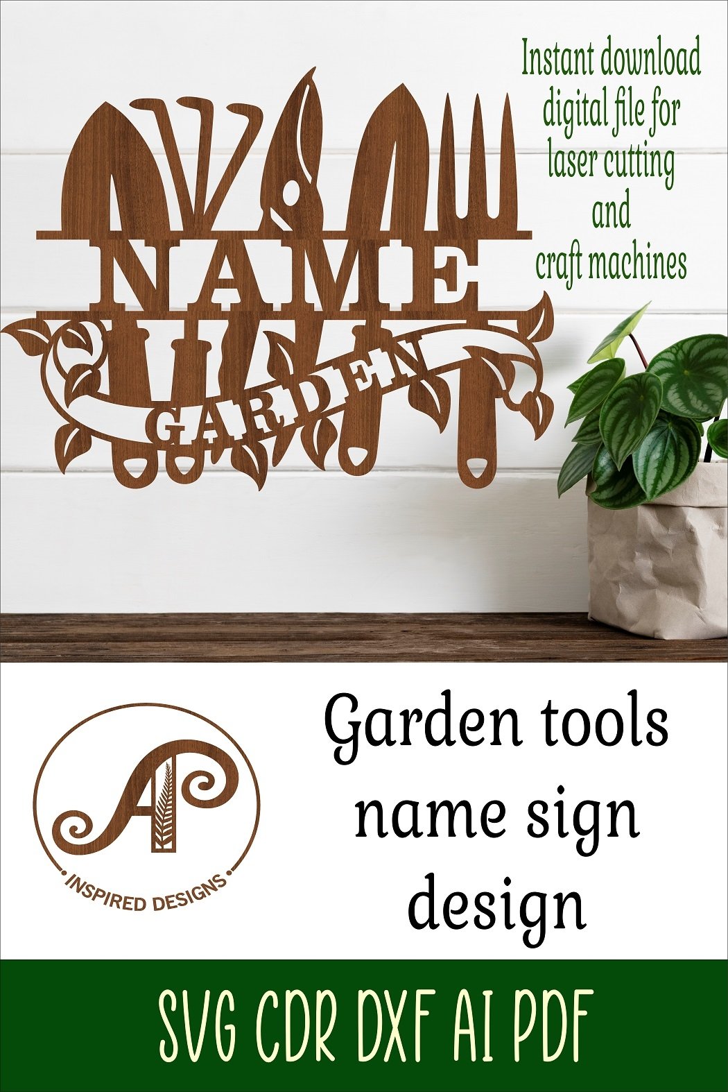 Garden tools sign svg laser cut template (2544064)