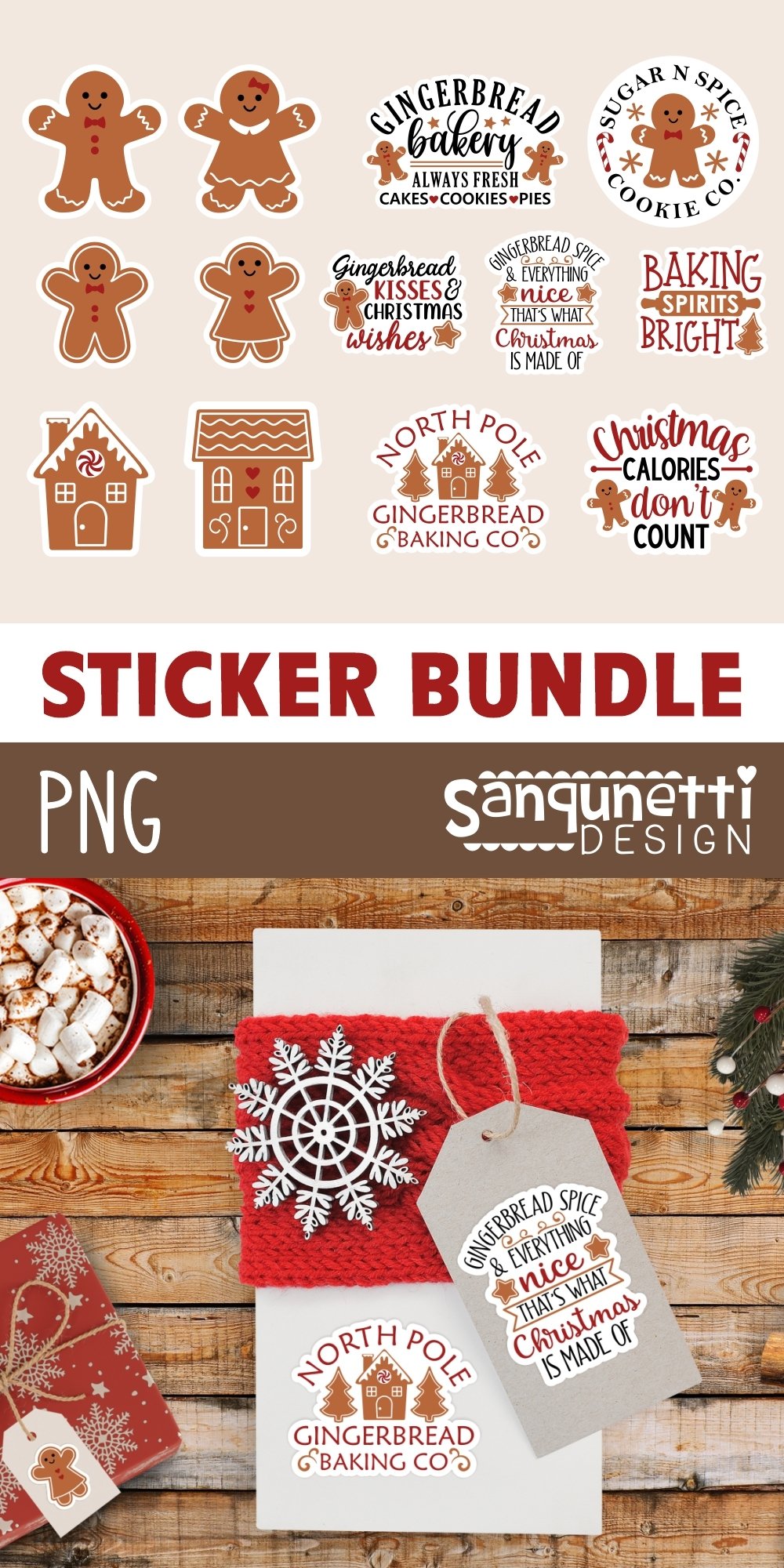 Gingerbread stickers | Christmas sticker bundle