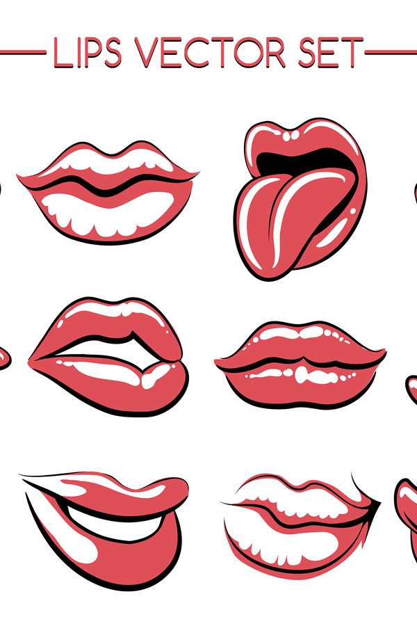 Female lips expression set