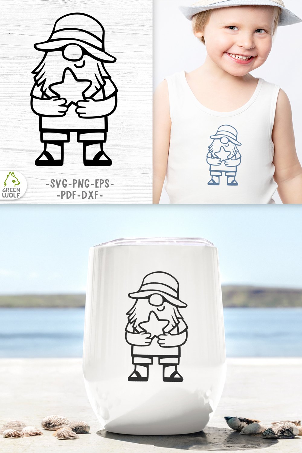 Beach gnome svg Gnome with starfish svg Summer gnome svg dxf