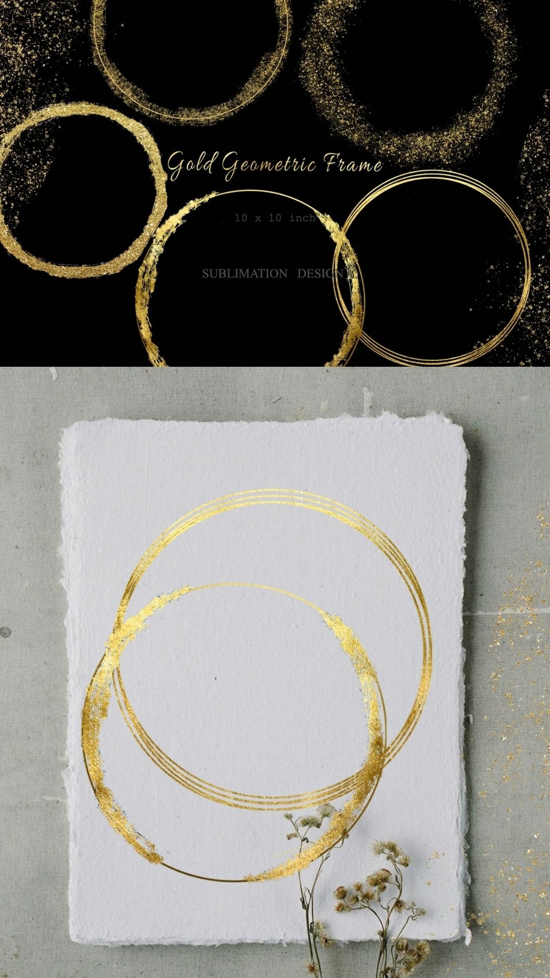 Gold Frame Geometric Gold Sublimation PNG (1848197)