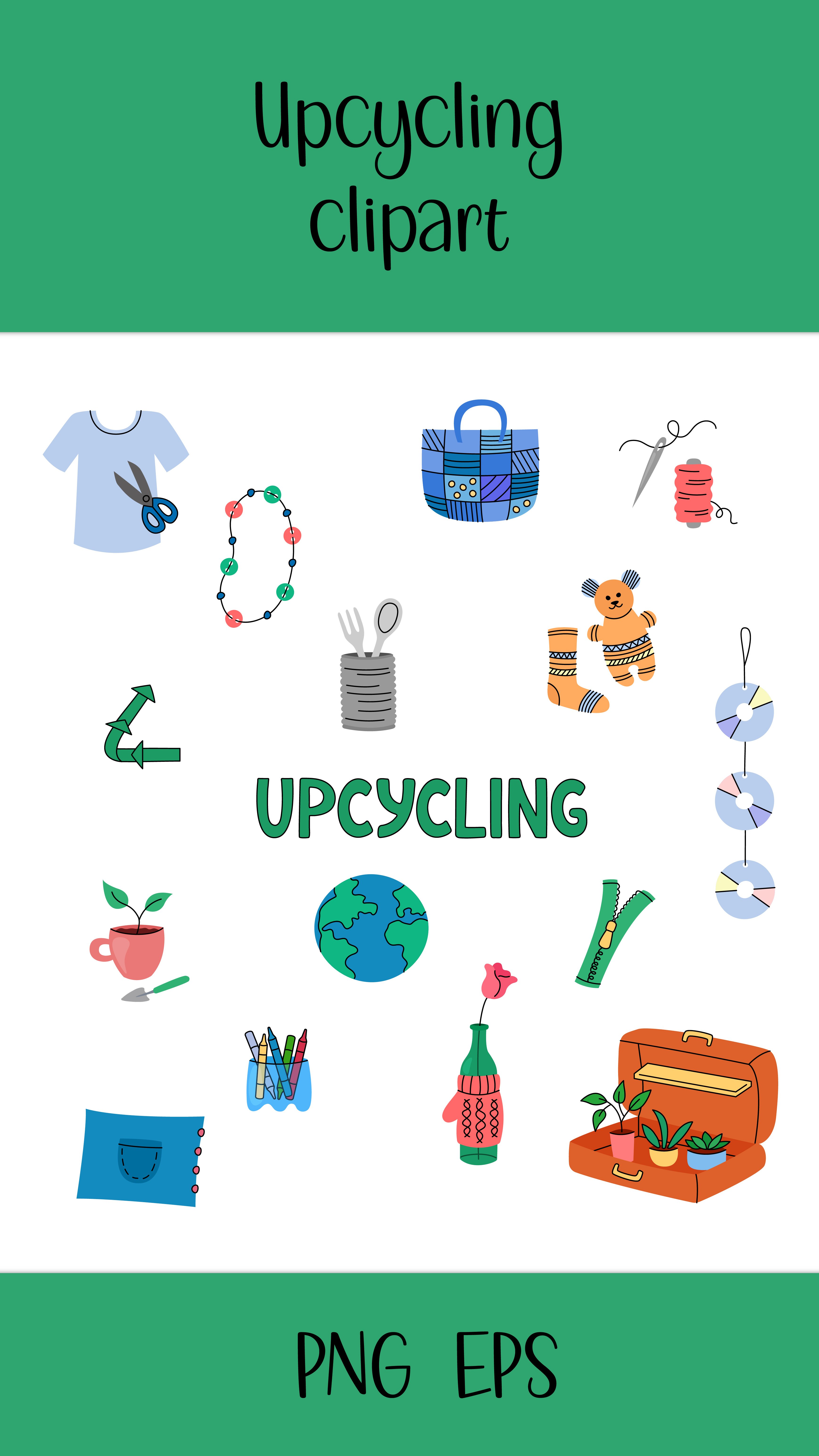 Upcycling Clipart | Upcycle Ideas PNG Doodle Clip Art Set