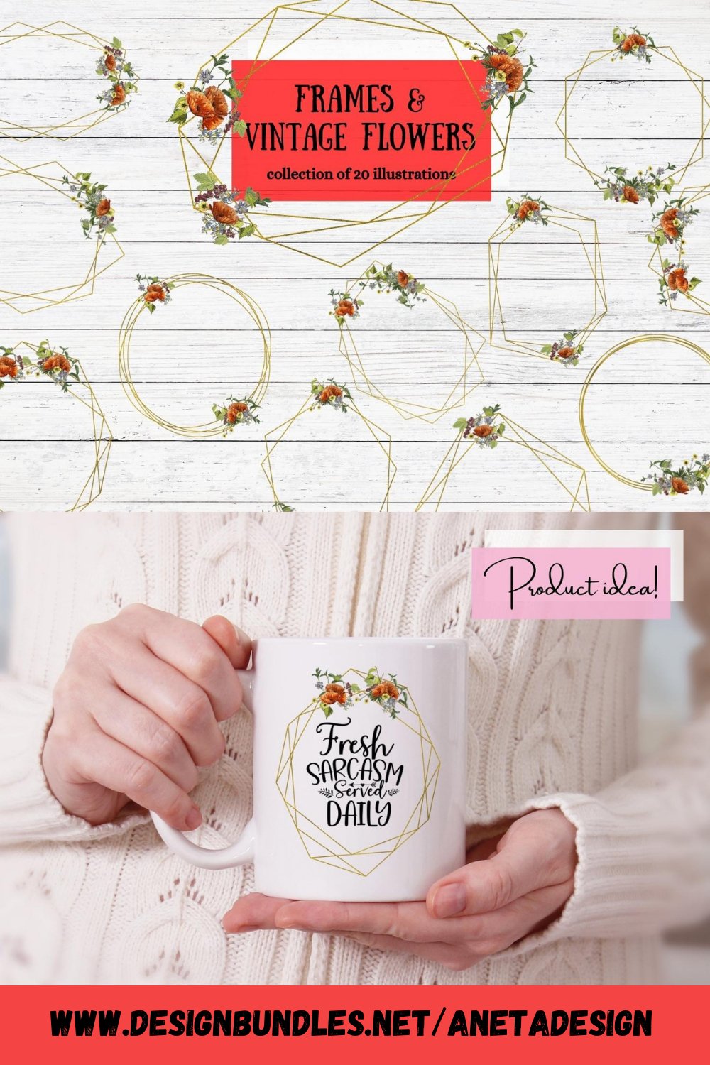 Gold Frames with Vintage Flowers (2489396)