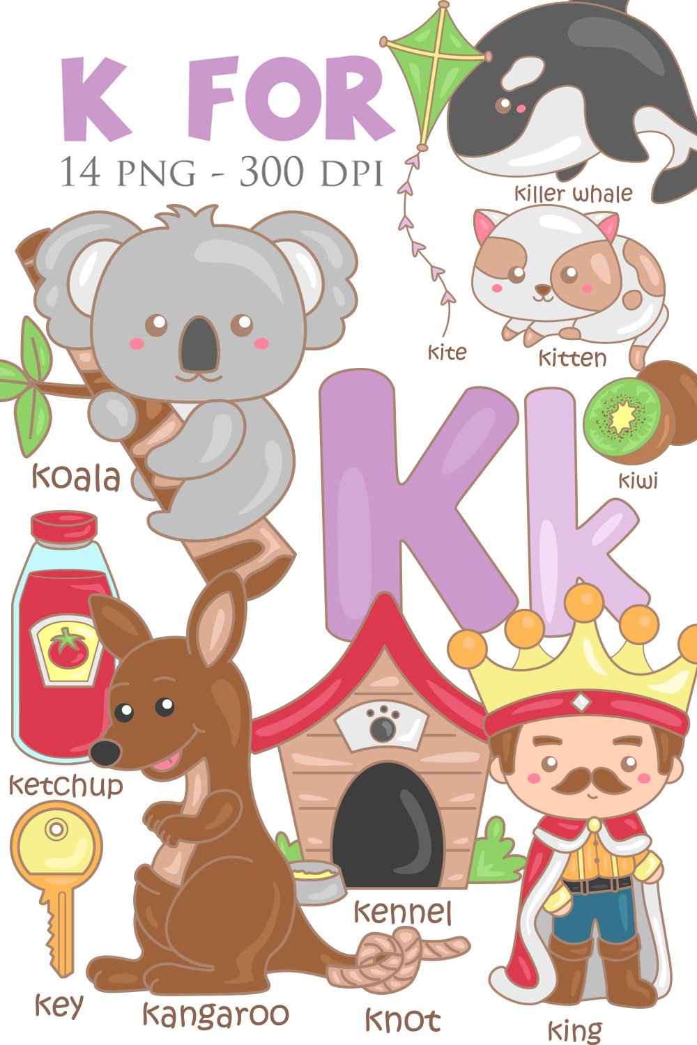 Alphabet K For Vocabulary Reading Illustration Vector Kids