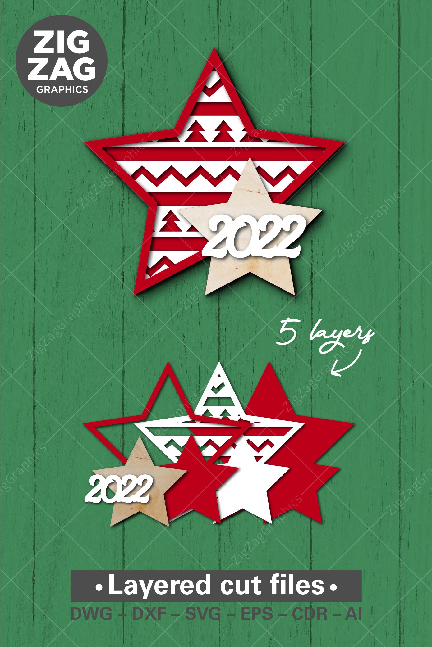 3D Layered Christmas sign svg cut file