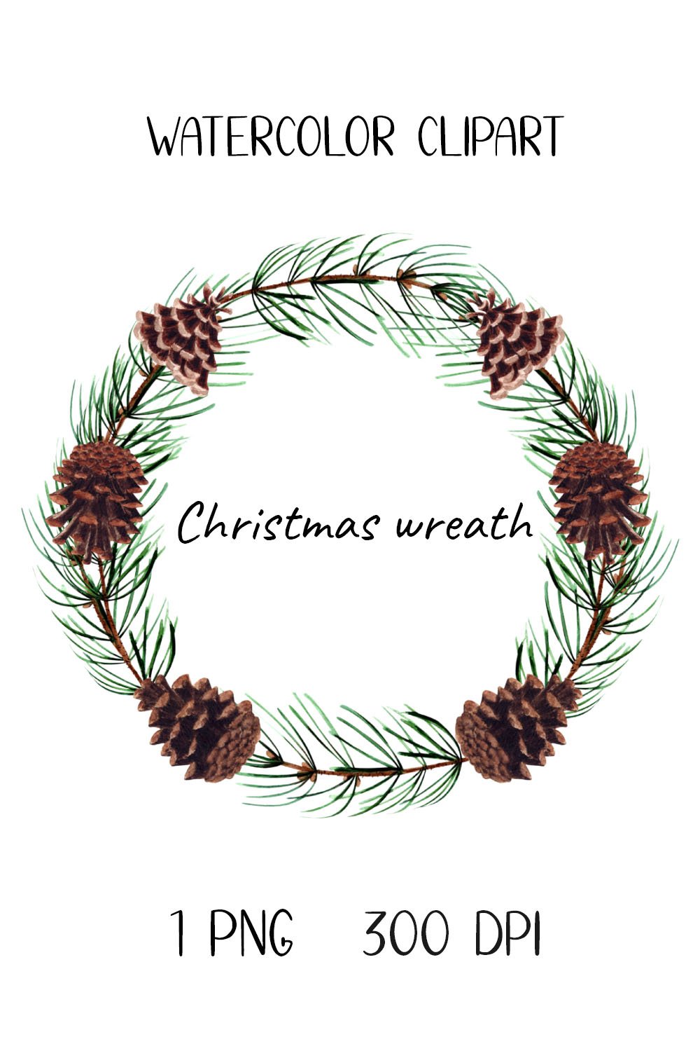 Watercolor christmas wreath clipart (1644246)