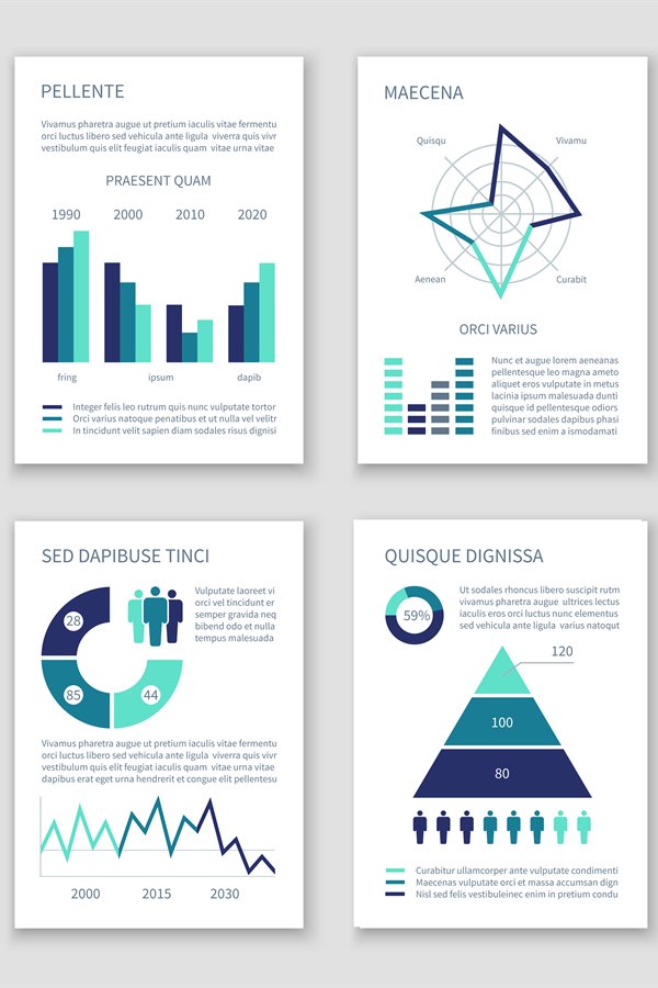 Multipurpose marketing vector infographics with charts, opti